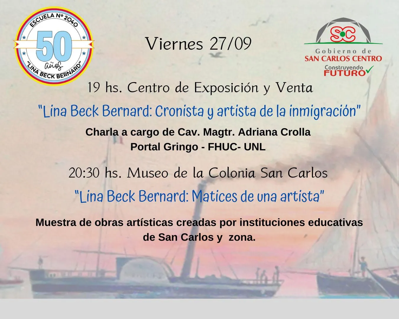 Hoy viernes: Charla y Muestra de Arte en homenaje a Lina Beck Bernard